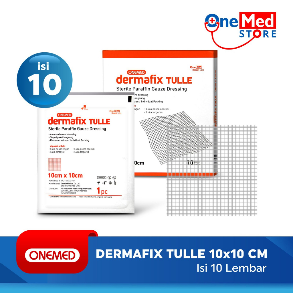 Jual Dermafix Tulle 10 x 10 Cm Paraffin Gauze Onemed Box Isi 10Pcs ...