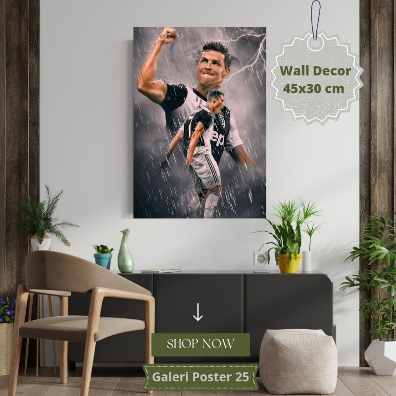 Jual Hiasan dinding Jumbo Cristiano Ronaldo poster kayu minimalis Cr7 real madrid mu mencester ...