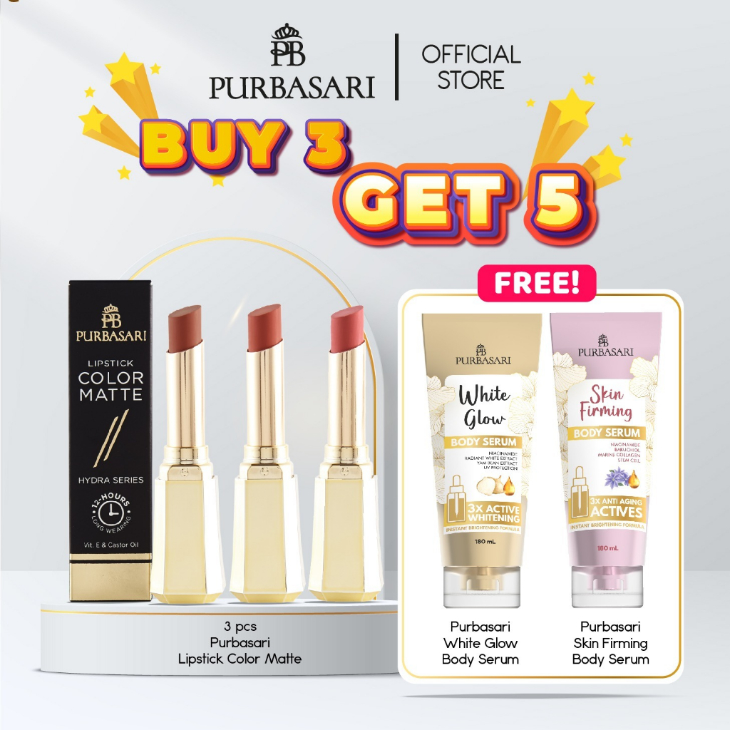 Jual [BUY 3 GET 5] 3pcs Purbasari Lipstick Color Matte FREE 2pc ...