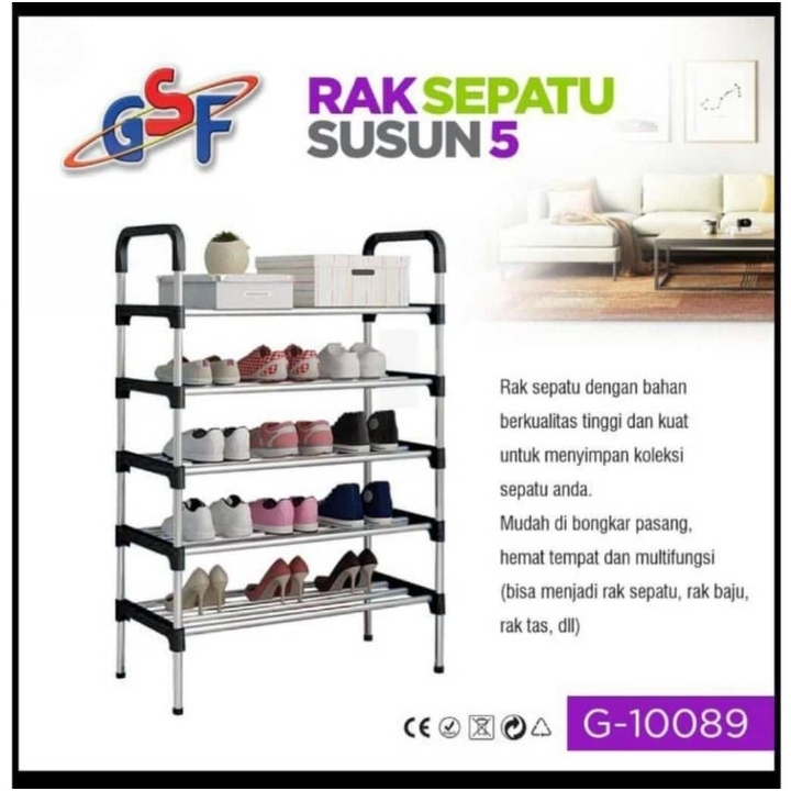 Jual Rak Sepatu 5 / 4 susun Stainless Warna/ GSF Lemari Stainles 5 ...
