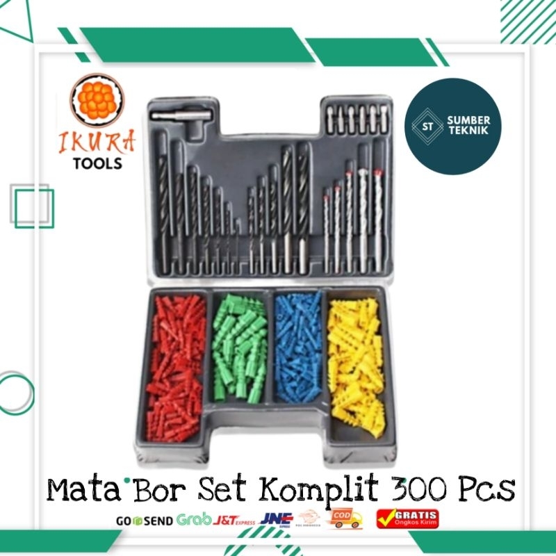 Jual IKURA DBC201 Mata Bor Dan Rumah Skrup Set 300 Pcs Bor Besi Kayu ...
