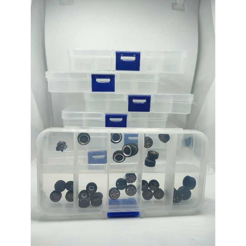 Jual Box Organizer Wadah Ban Karet Miniscale isi 10 Velg Kyosho Inno64 ...
