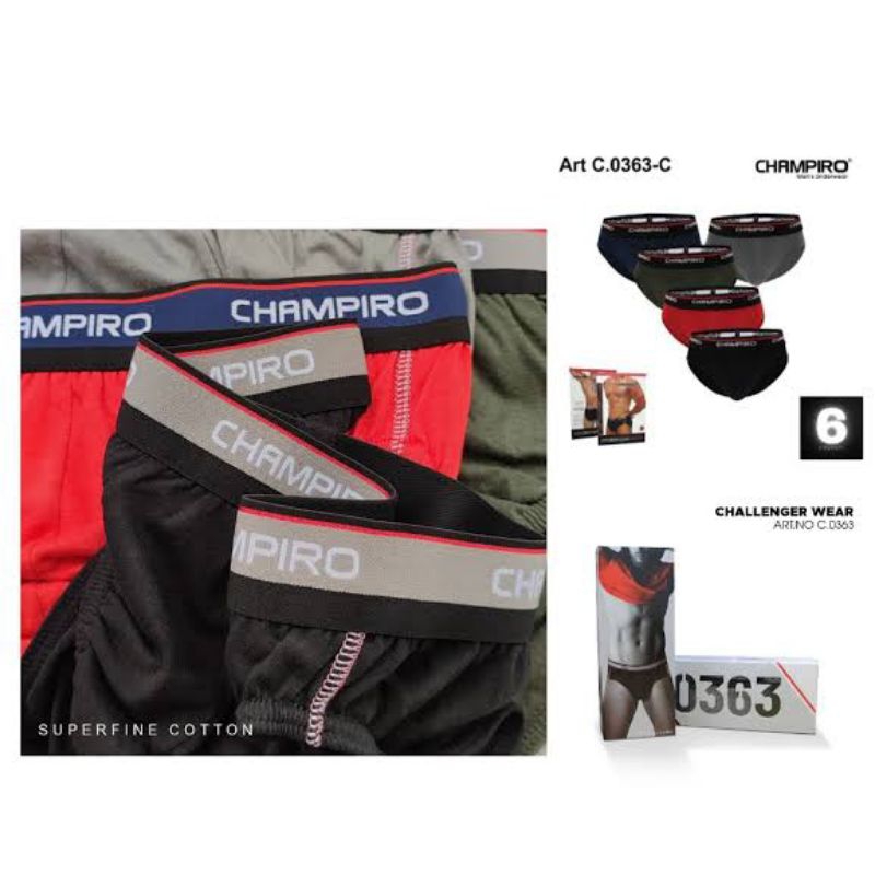 Jual CELANA DALAM PRIA CHAMPIRO CHALLENGER 0363 (1 pak isi 3 pcs) | Shopee Indonesia