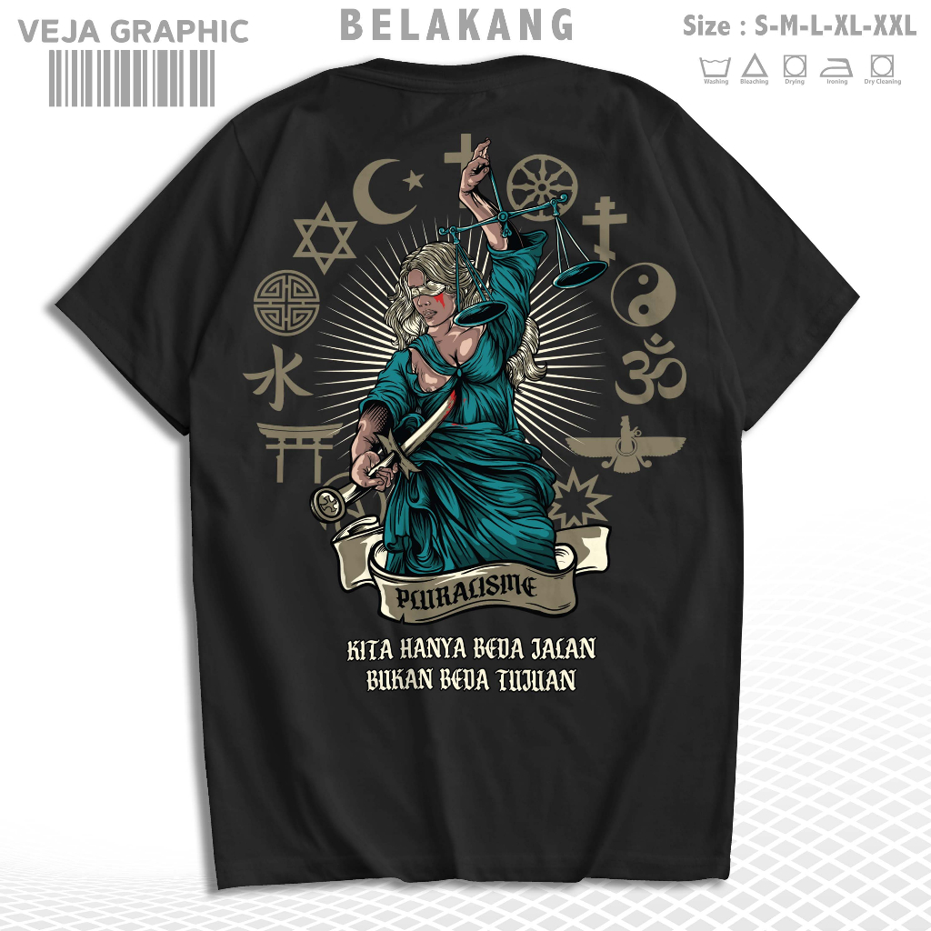 Jual VEJAGRAPHIC Kaos Pluralisme Beda Jalan Bukan Tujuan | Baju Satanic ...