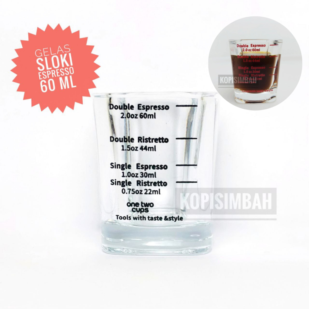 Jual Gelas Ukur Coffee SQUARE Glass Sloki Double Shot 60 ml Server Kaca ...