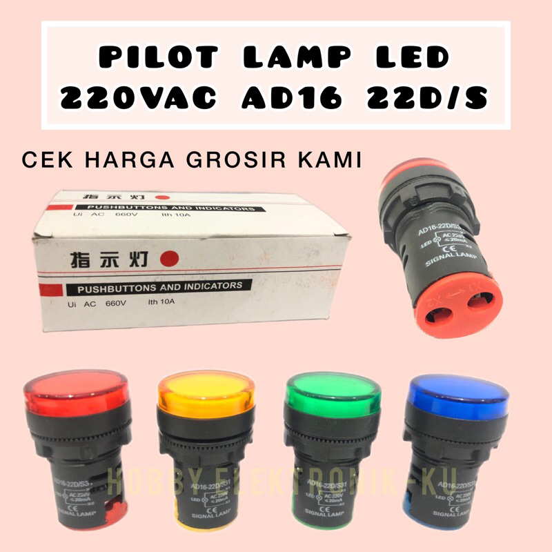 Jual PILOT LAMP LED 220VAC 22MM AD16 22D/S | Shopee Indonesia