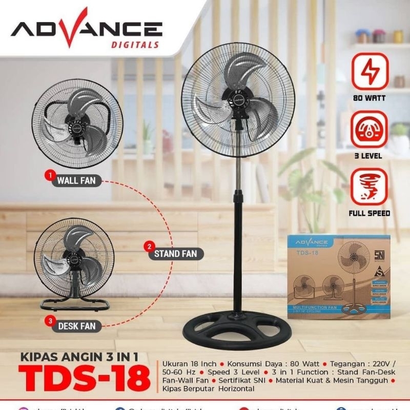 Jual KIPAS ANGIN ADVANCE TDS-18 3in1 multifungsi TDS 18 tds18 / KIPAS ANGIN ADVANCE TDS18 18INC ...