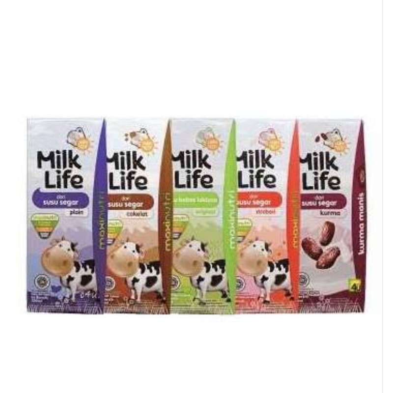 Jual Susu cair Milk Life UHt 200 ml ecer coklat strawberry full cream ...