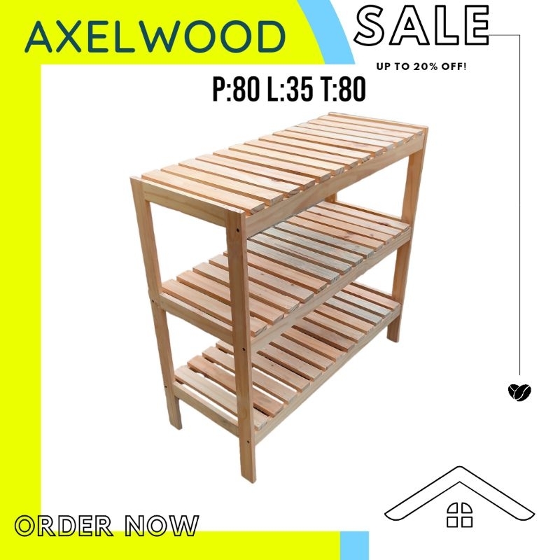 Jual Rak susun 3 tingkat/Rak kayu estetik/Rak kayu serbaguna/Rak ...