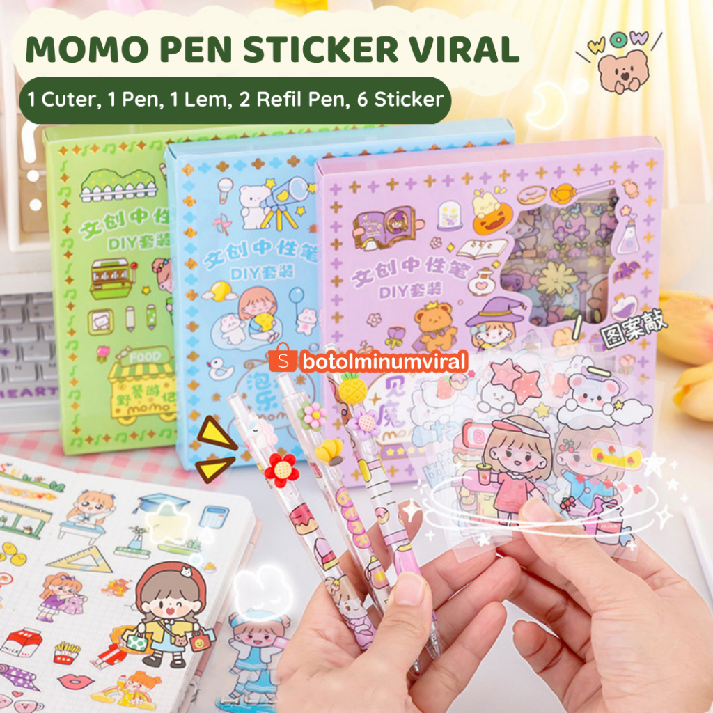 Jual Sticker Momo DIY Pen Bolpen Viral Scrapbook Stiker 2D 3D Korea ...