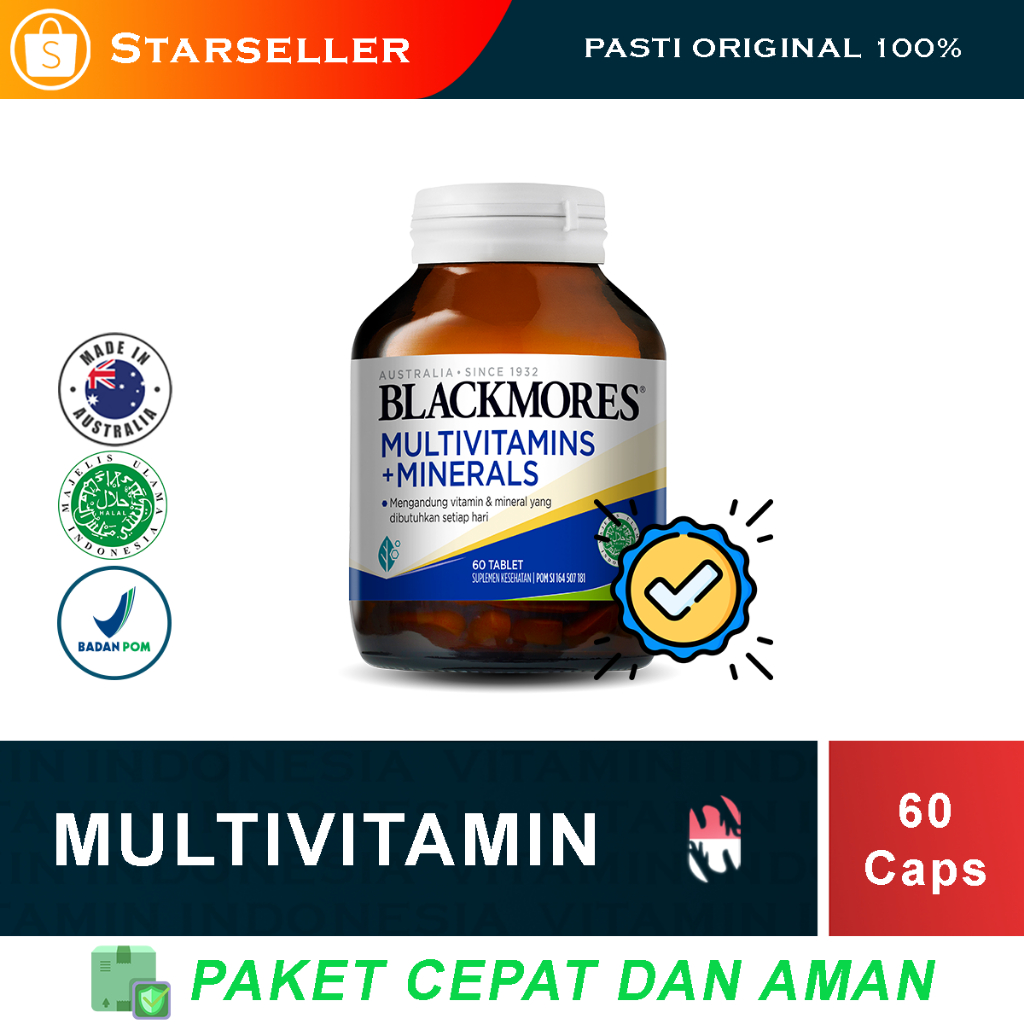 Jual Blackmores Multivitamins + Minerals isi 60 Tablet ORIGINAL | Shopee Indonesia