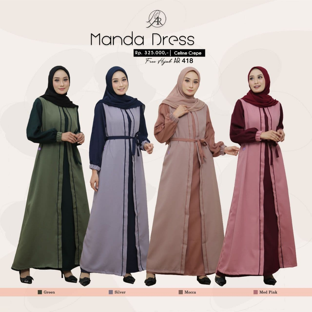 Jual Dress Arrafi Terbaru Ori Dress Manda Bahan Celine Crepe Lembut ...