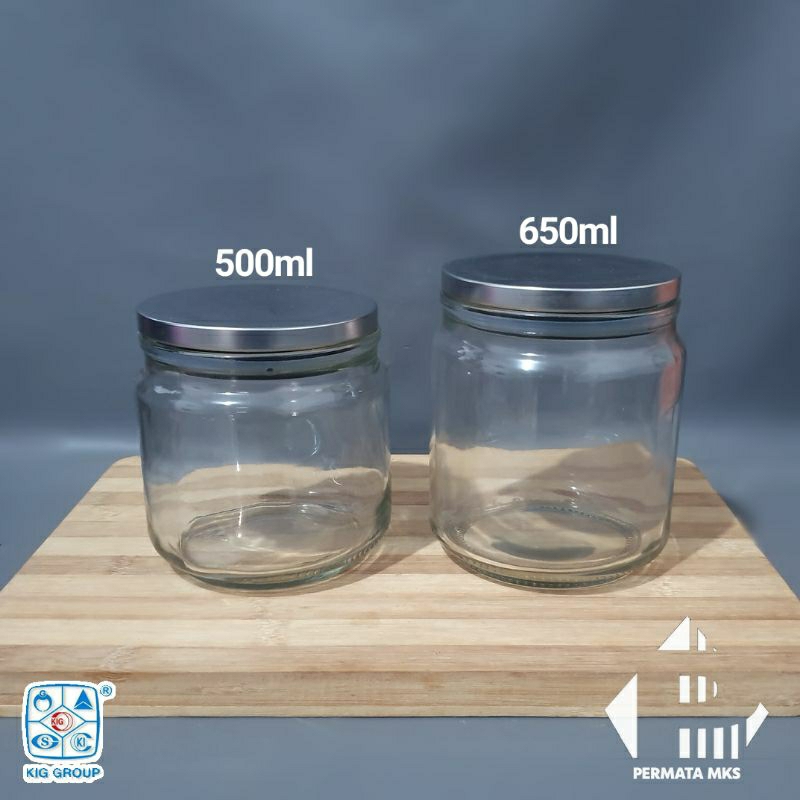 Jual Toples Kaca Bening 500ml 650ml Tutup Chrome Airtight / Simple ...