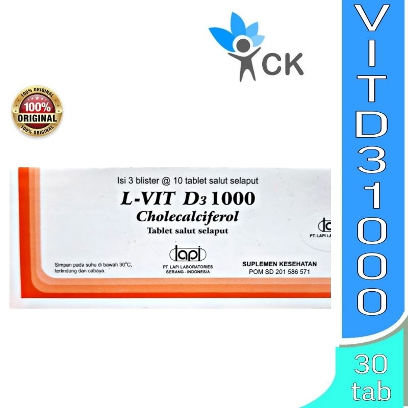 Jual L VIT D3 BOX ISI 30 suplemen vitamin d3 1000 | Shopee Indonesia