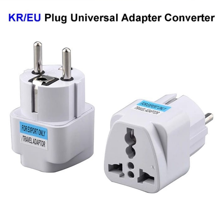Jual EU KR Plug Adapter Converter Over Steker Colokan Kaki 3 ke kaki 2 Travel Adaptor Universal ...