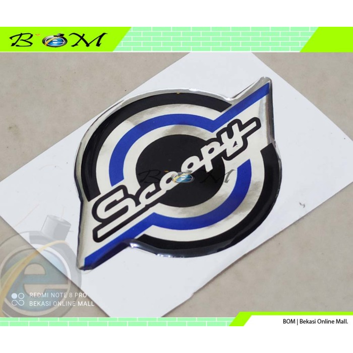 Jual emblem logo timbul tulisan honda scoopy chrome krum silver biru ...