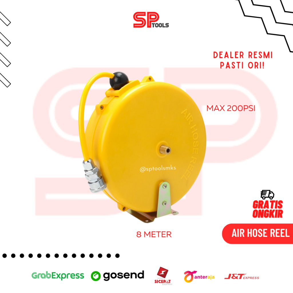 Jual SELANG COMPACT ANGIN / AIR HOSE REEL GULUNGAN SELANG ANGIN 8 METER ...