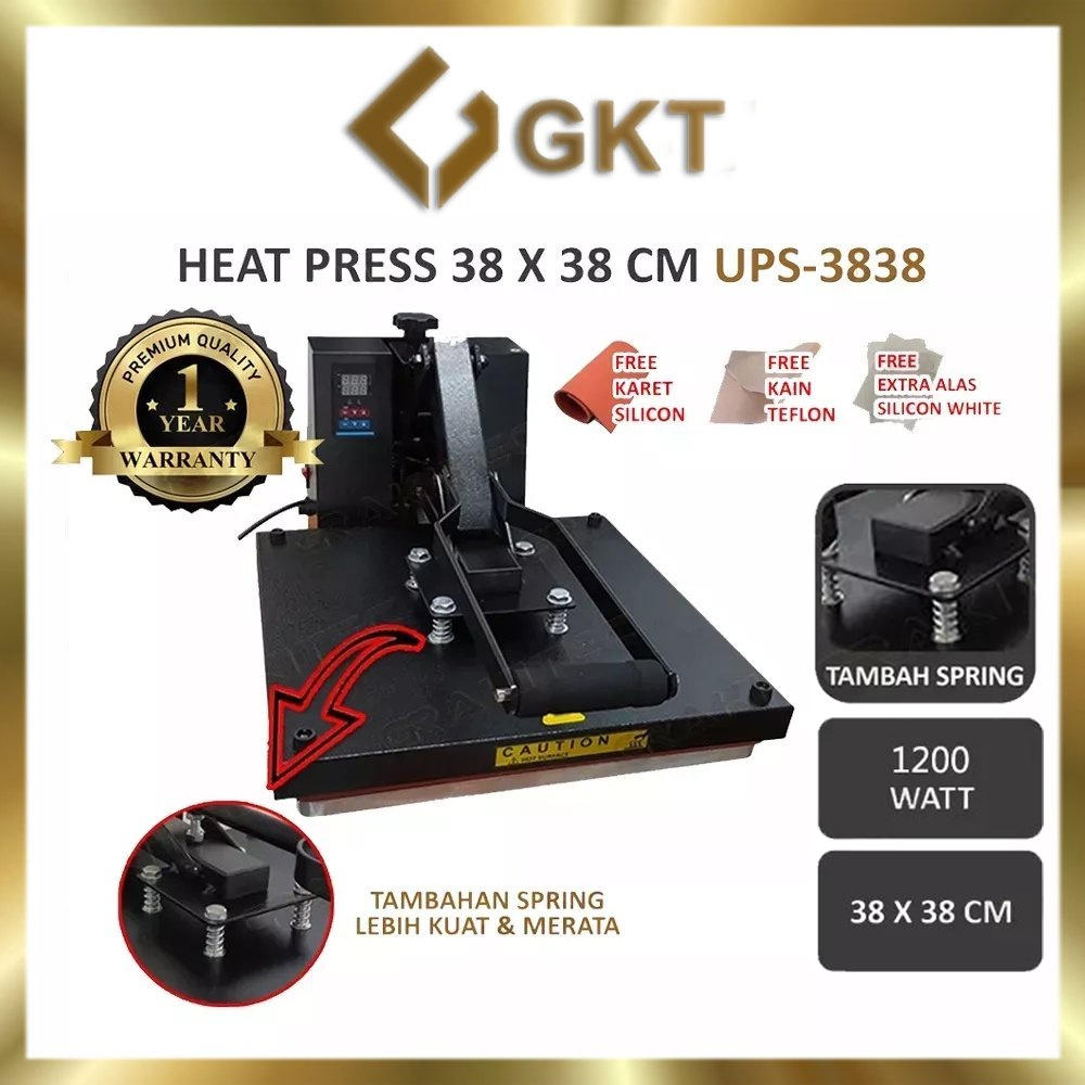 Jual Mesin Heat Press Sablon Kaos 38x38 Digital Premium | Shopee Indonesia