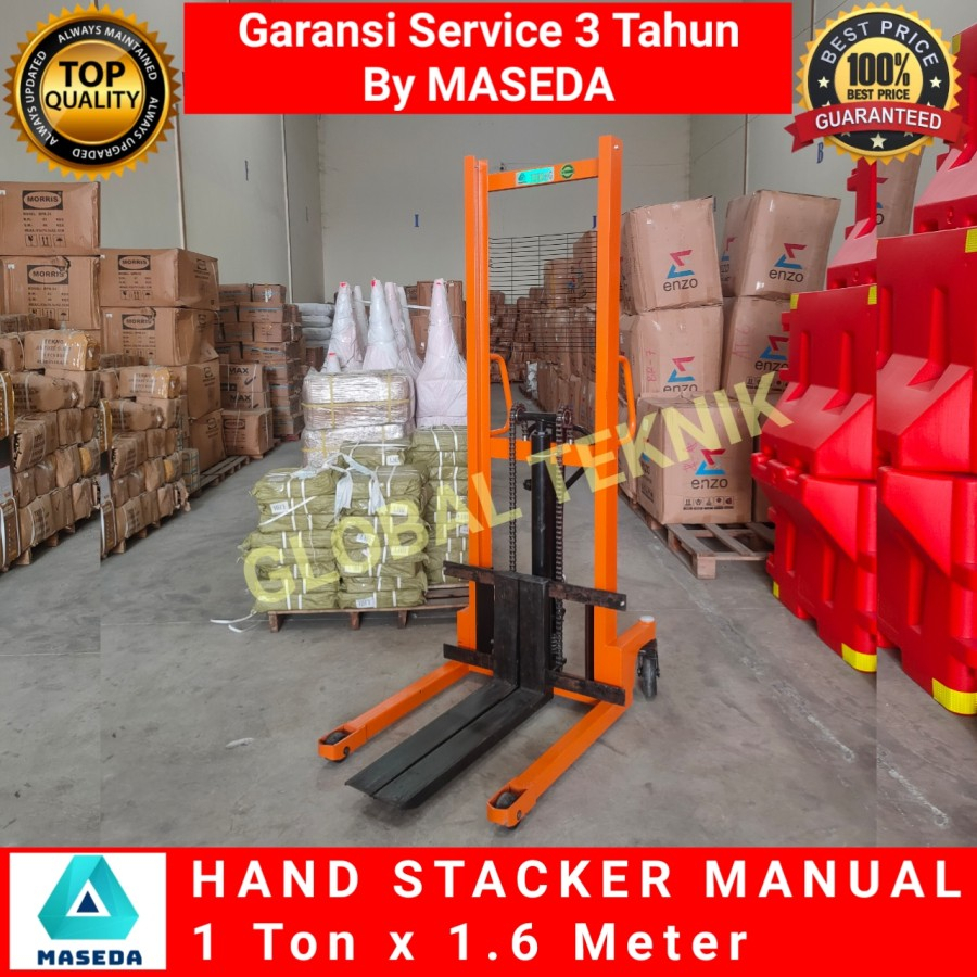 Jual Hand Stacker Hand Lift Hand Forklift Manual 1 Ton x 1.6 meter Hydraulic manual forklift ...