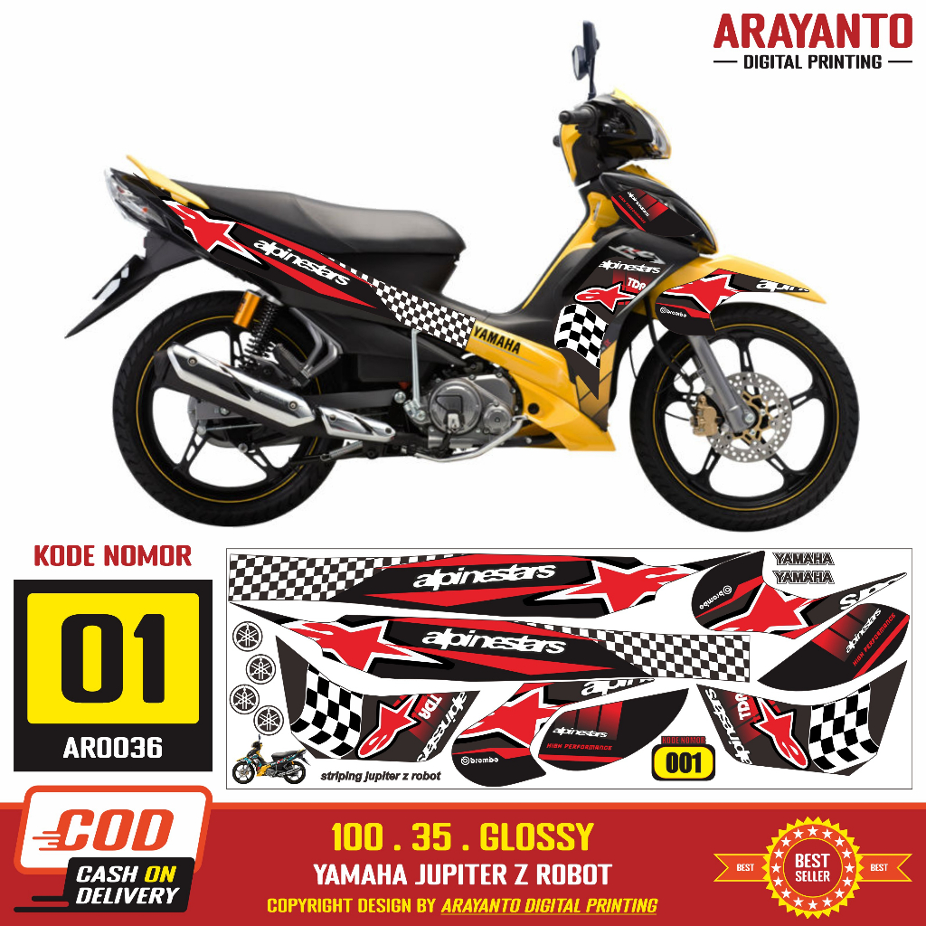 Jual Stiker Striping Yamaha Jupiter Z Robot Variasi Decal AR0036 Grafis ...