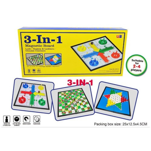 Jual Mainan Ludo, Ular Tangga, Halma Magnet 3 in 1 Magnetic Board Games ...