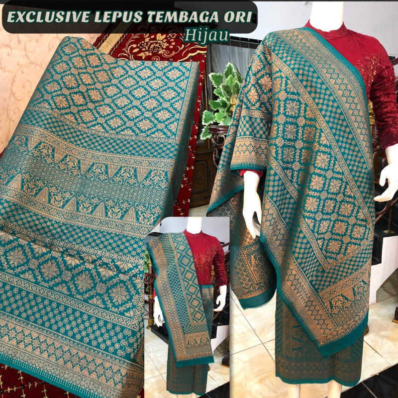 Jual EXCLUSIVE TEMBAGA ORI Warna Alam Hijau / Songket Tenun Palembang asli Tenun Tangan ilham ...