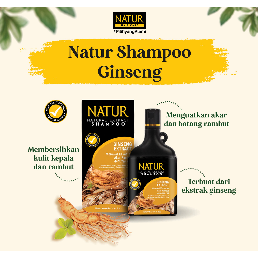 Jual Natur Shampoo Ginseng 80 ml - 140 ml - 270 ml - Untuk Rambut ...