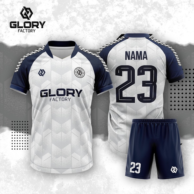 Jual Jersey Futsal Print Putih Navy Custome Nama Memakai Bahan Dryfit ...