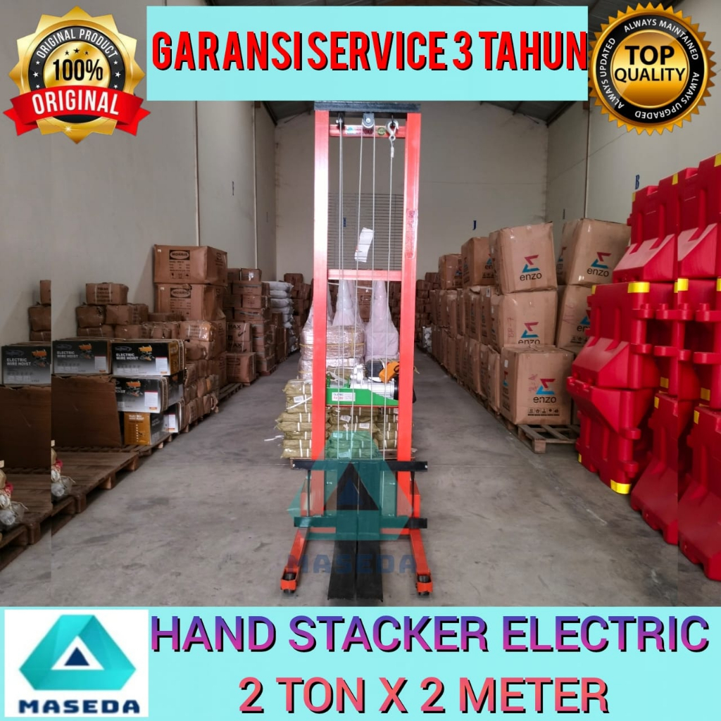 Jual Electric Hand Stacker Hand Lift Elektrik Hand Forklift 2 Ton x 2 ...