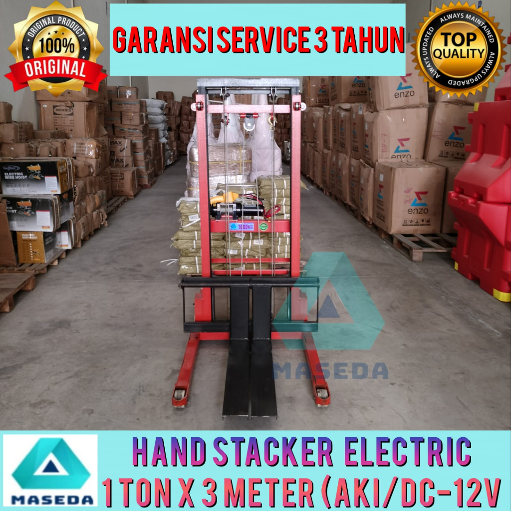 Jual Electric Hand Stacker Hand Lift Hand Forklift 1 Ton x 3 Meter ( Aki ) | Shopee Indonesia