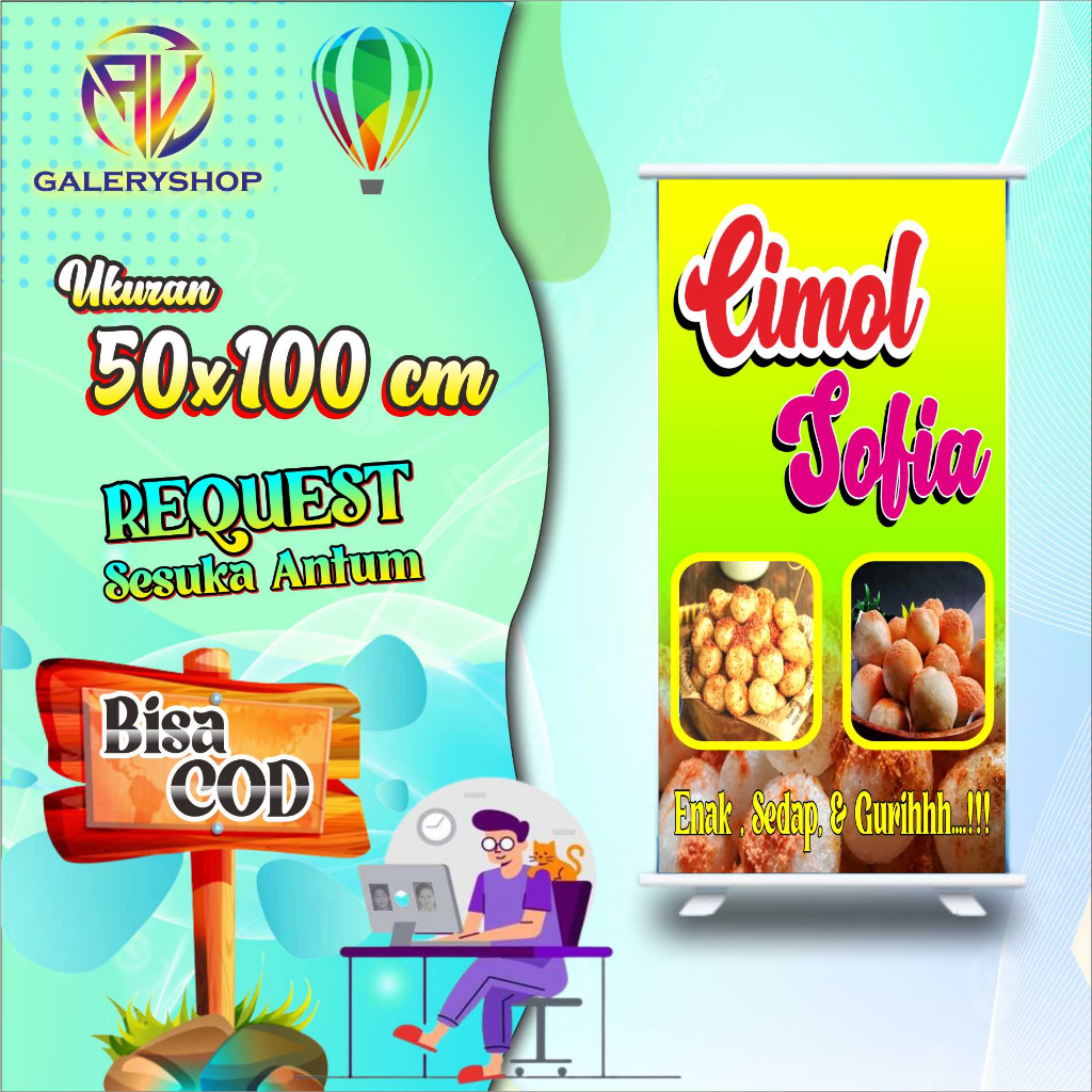 Jual spanduk banner jualan cimol , jajanan kekeinian. dll 50x100 cm ...