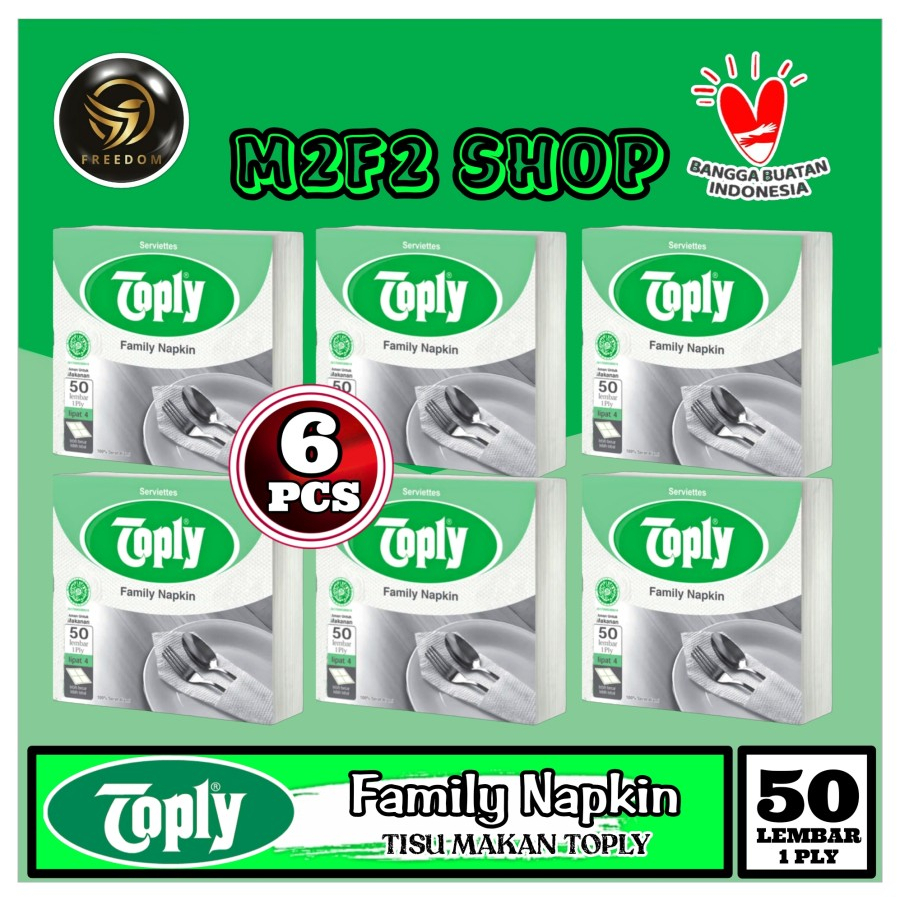 Jual Tisu Makan Toply Serviettes Napkin Tissue - 50 sheets (Kemasan 6 ...