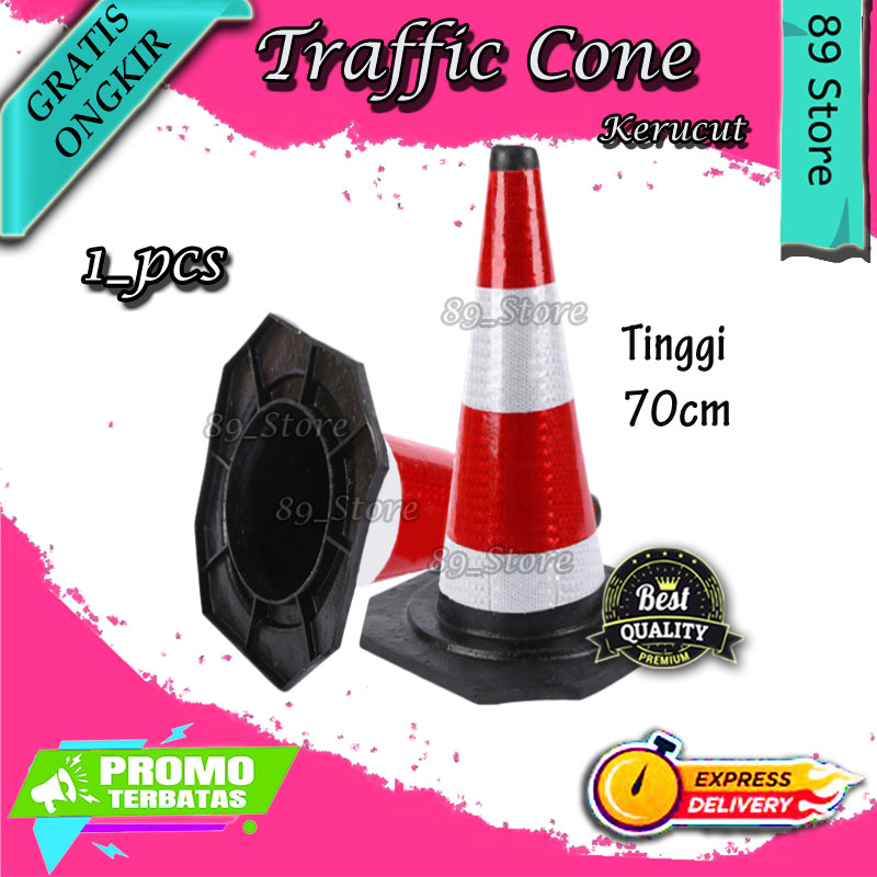 Jual KERUCUT LALU LINTAS / TRAFFIC CONE 70 CM BESAR / KERUCUT LALU LINTAS JALAN RAYA / KERUCUT ...