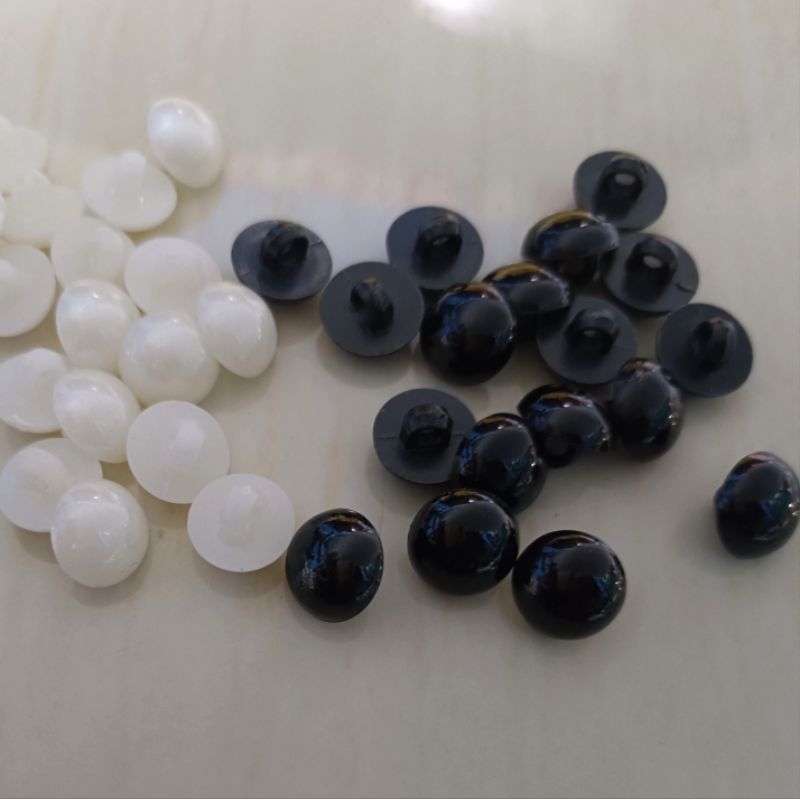Jual Kancing jamur hitam putih timbul ukuran 11 mm/13mm 100 pcs ...