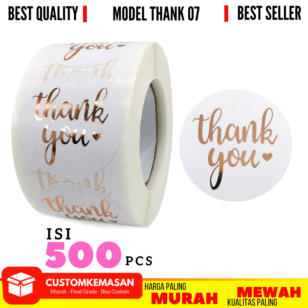 Jual Thank You Sticker isi 500 pcs / Sticker Terima Kasih / Sticker ...