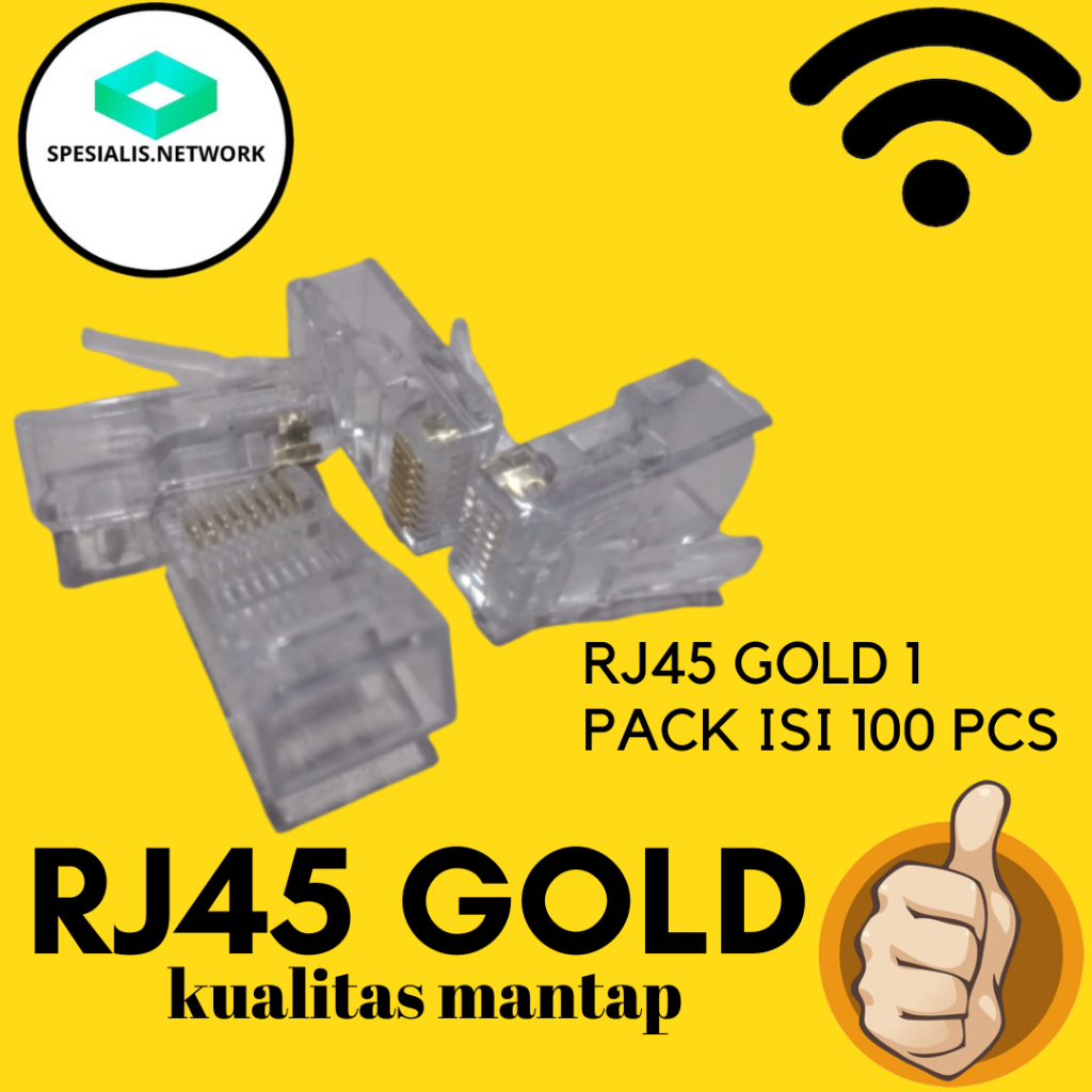 Jual KONEKTOR RJ45 GOLD NEW 1 PACK ISI 100PCS | Shopee Indonesia