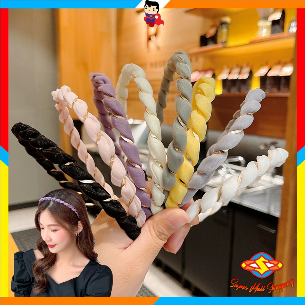 Jual SMS BANDO KOREA WANITA DEWASA SATIN TRANSPARAN LILIT EMAS BANDANA ...