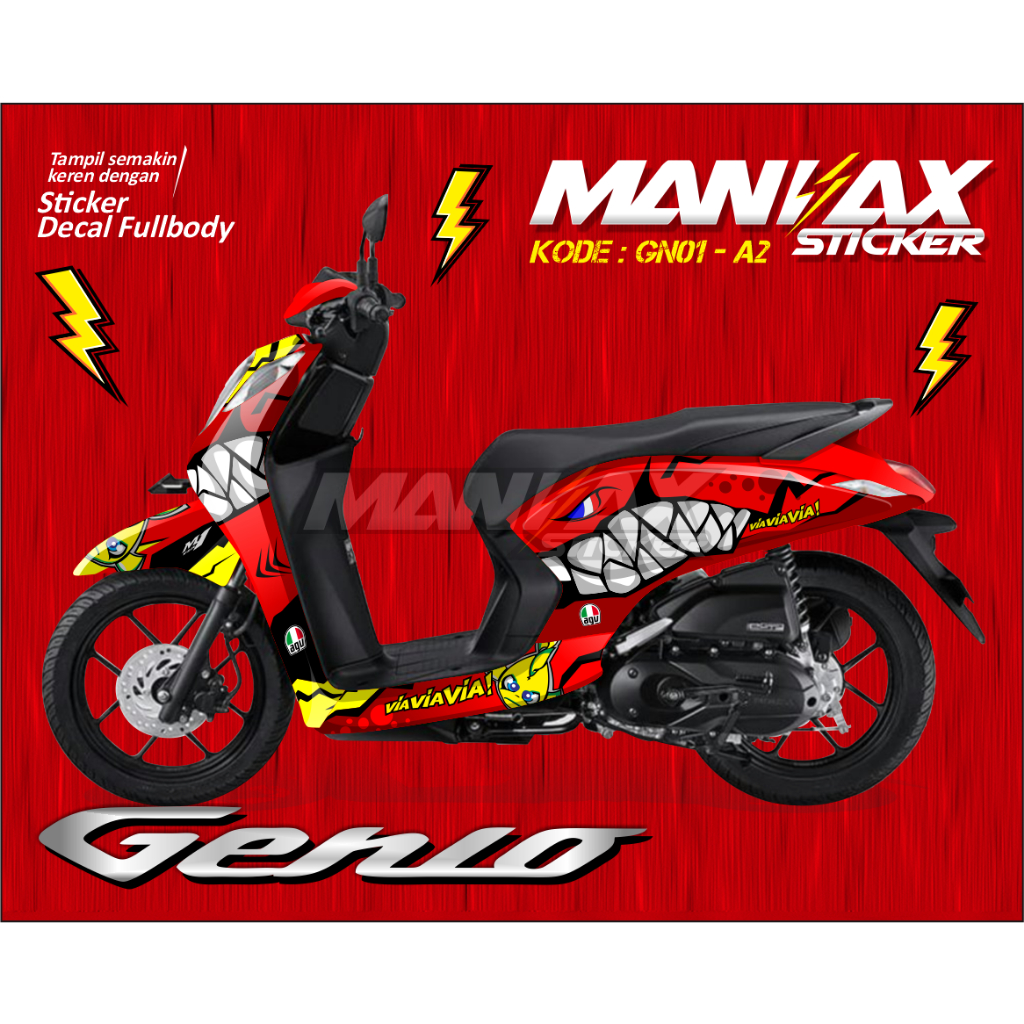 Jual Decal Honda Motor Genio Fullbody Decal Honda Genio Hiu Merah ...
