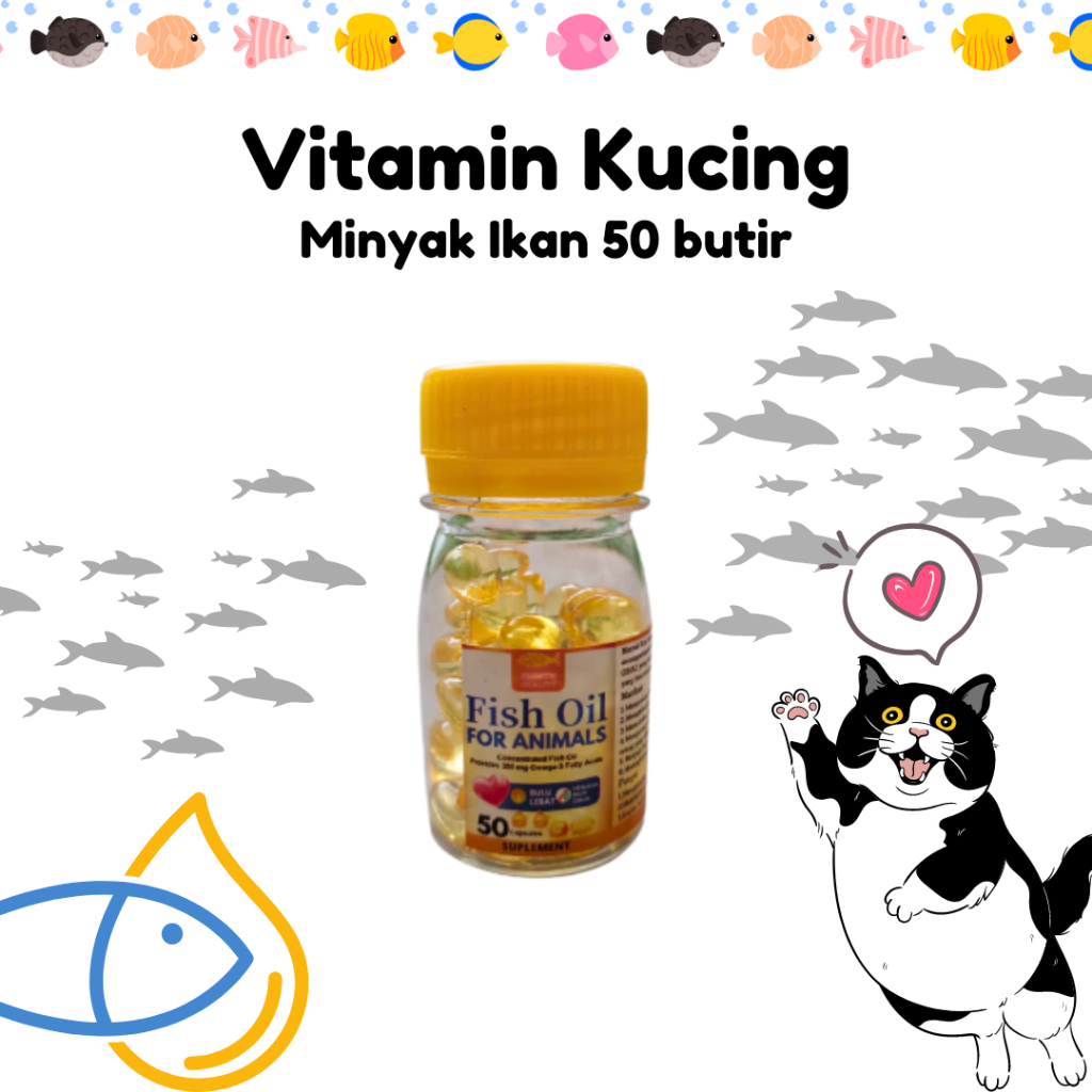 Jual Minyak Ikan Botol untuk Kucing isi 50butir - Fish Oil 50butir ...