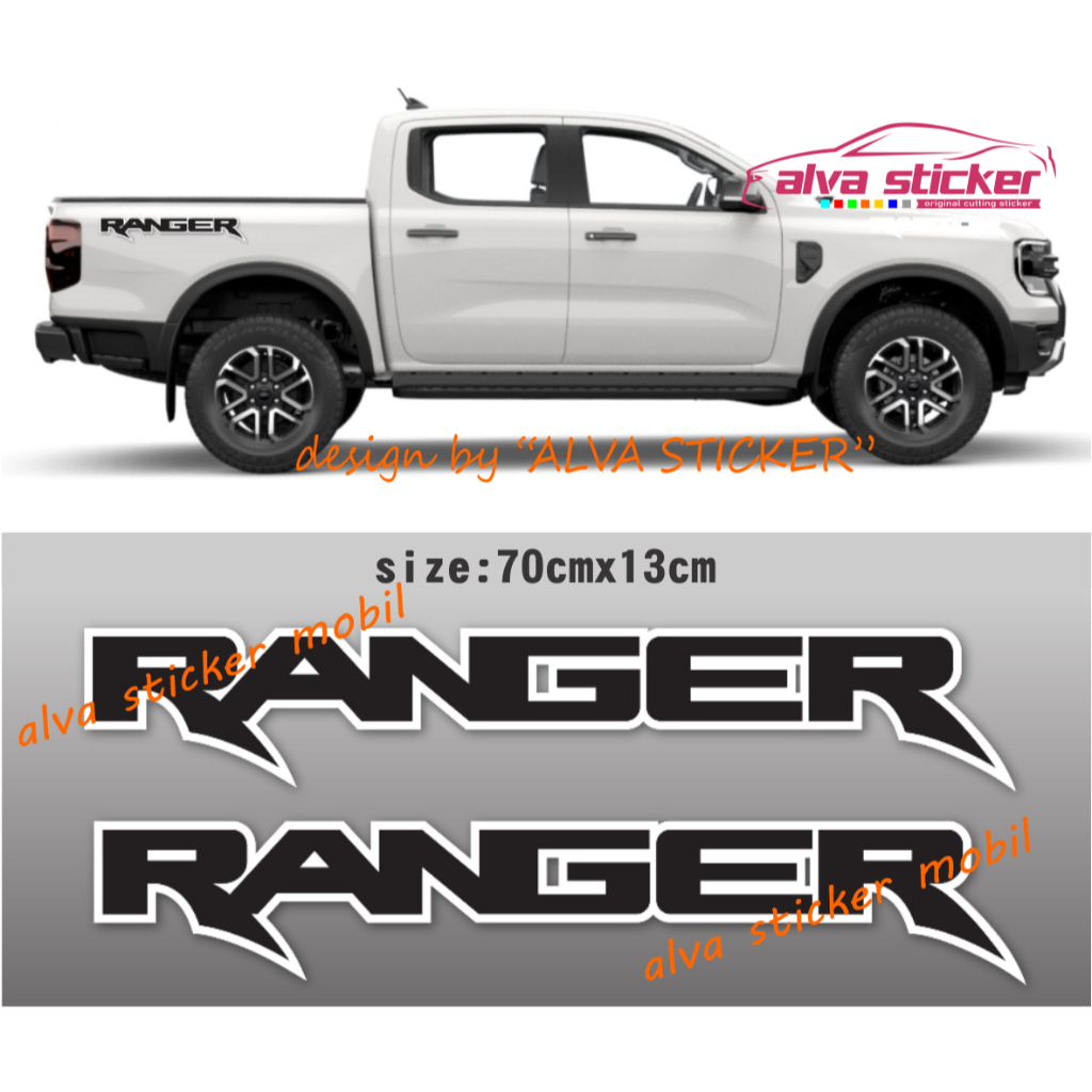 Jual cutting sticker ford ranger stiker bak samping 2 warna ranger ...