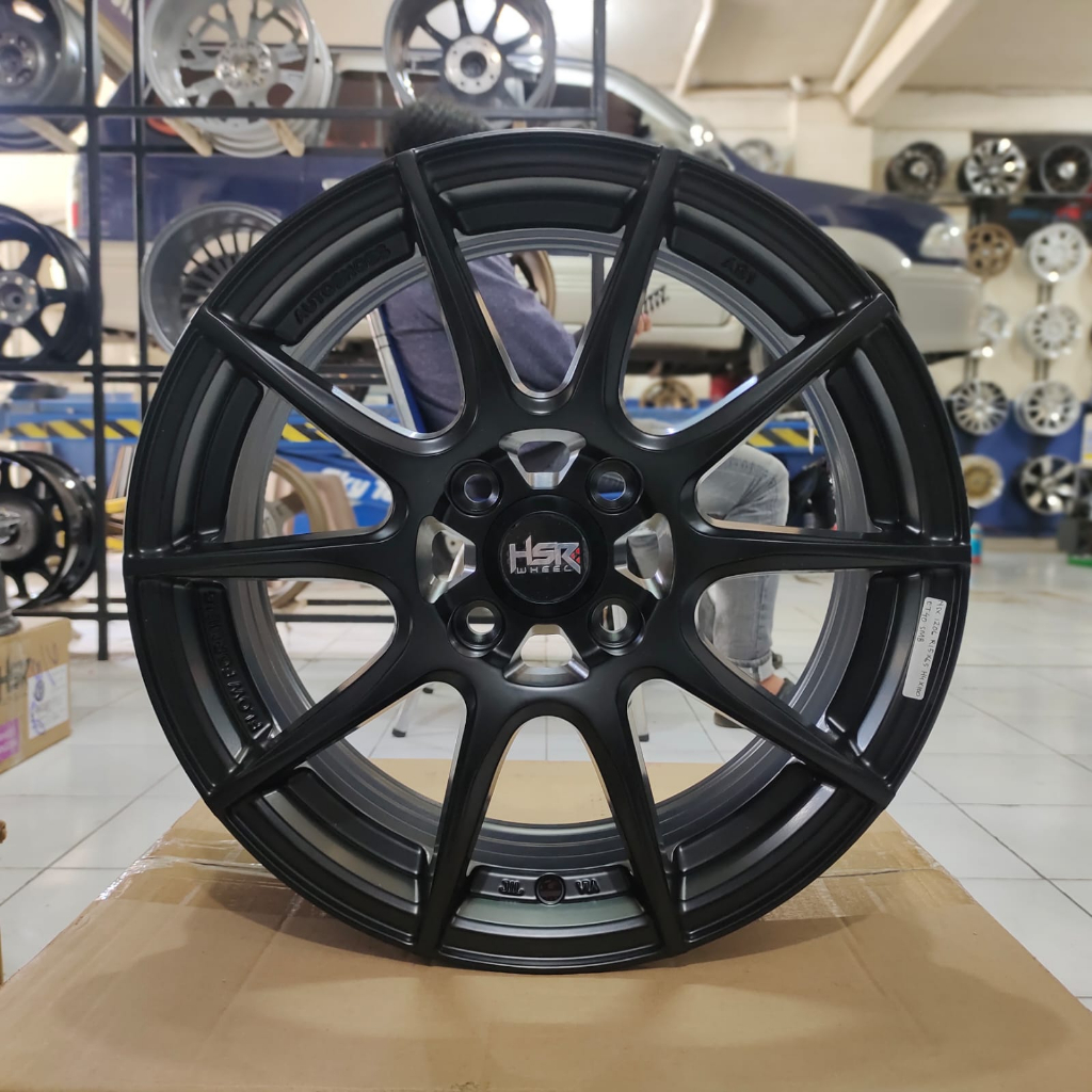 Jual velg mobil racing spoert full hitam hsr NSX original r15 pcd 4x100 velg brio agya calya ...