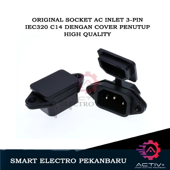 Jual ORIGINAL Socket AC Power INLET IEC320 C14 DENGAN COVER PENUTUP Soket AC 3 Pin + Tutup Per ...