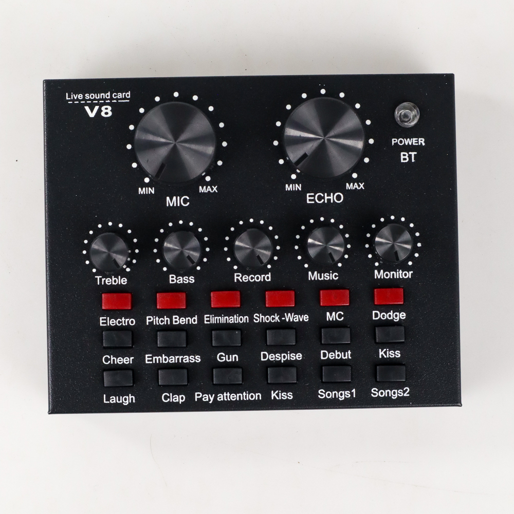 Jual Soundcard V8 Mixer Audio Sound Card Live Broadcast Microphone Headset Headphone Podcast ...
