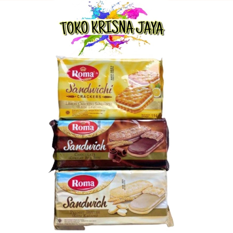 Jual ROMA SANDWICH CHOCOLATE | PEANUT BUTTER | LEMON BISCUIT NETTO 189 ...