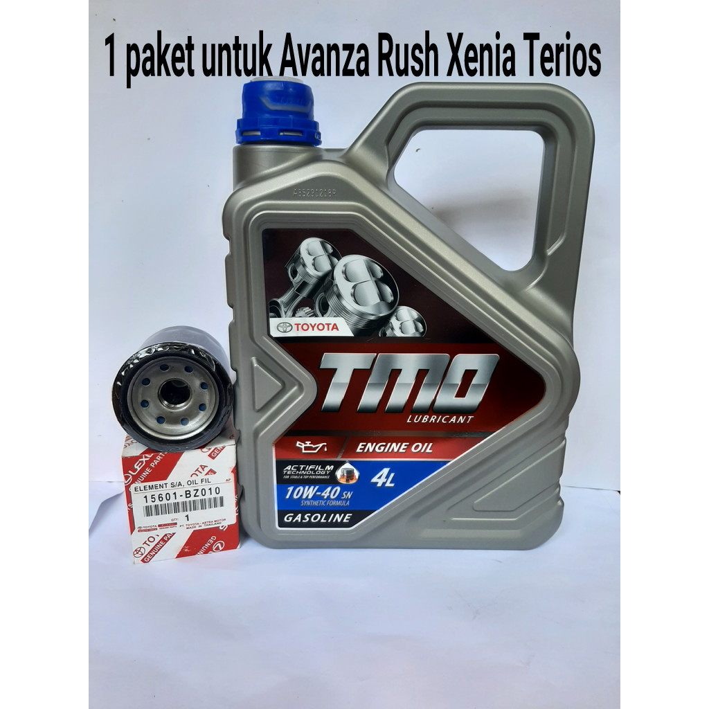 Jual 1 PAKET TMO Oli Mesin TOYOTA AVANZA/XENIA/RUSH/TERIOS @4 Liter 10W ...
