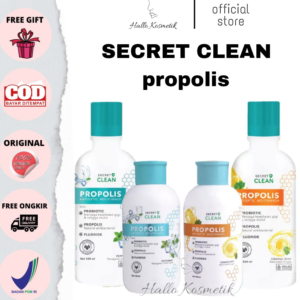 Jual kumur Kumur Secret Clean Propolis Antiseptic Mouthwash 150ml 500ml ...