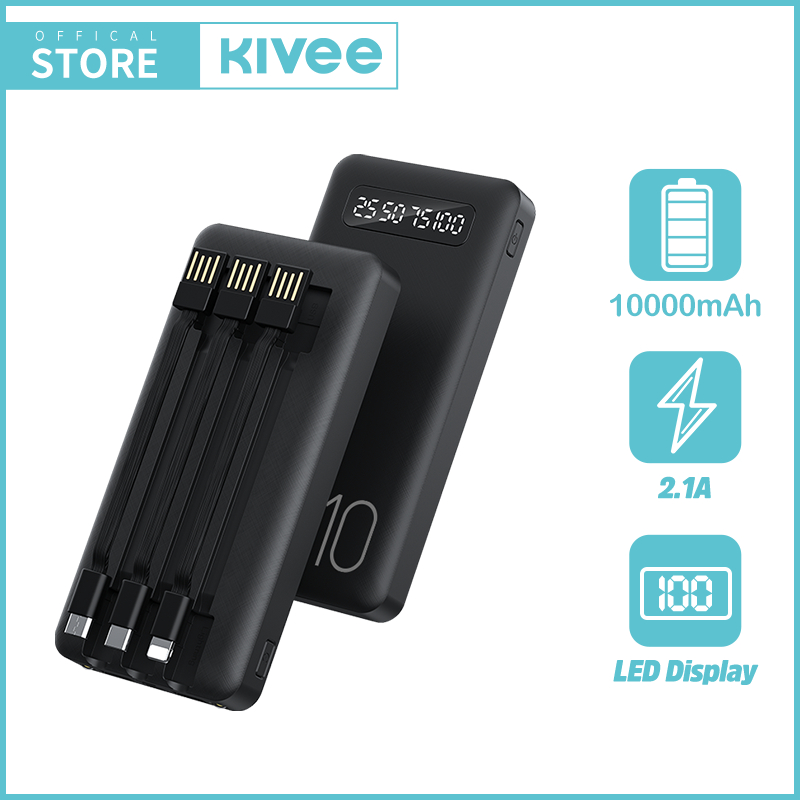 Jual KIVEE Powerbank 10000 mAh Murah Mini with Kabel Data lightning ...