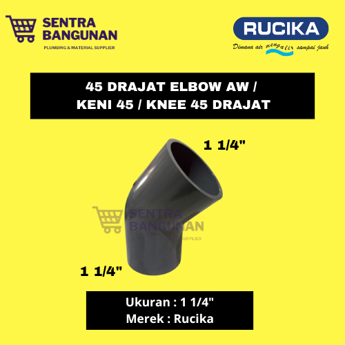 Jual KNEE 45 Derajat AW ukuran 1 1/4" / ELBOW 45 RUCIKA AW / KENI 45 DRAJAT / FITTING PIPA PVC ...