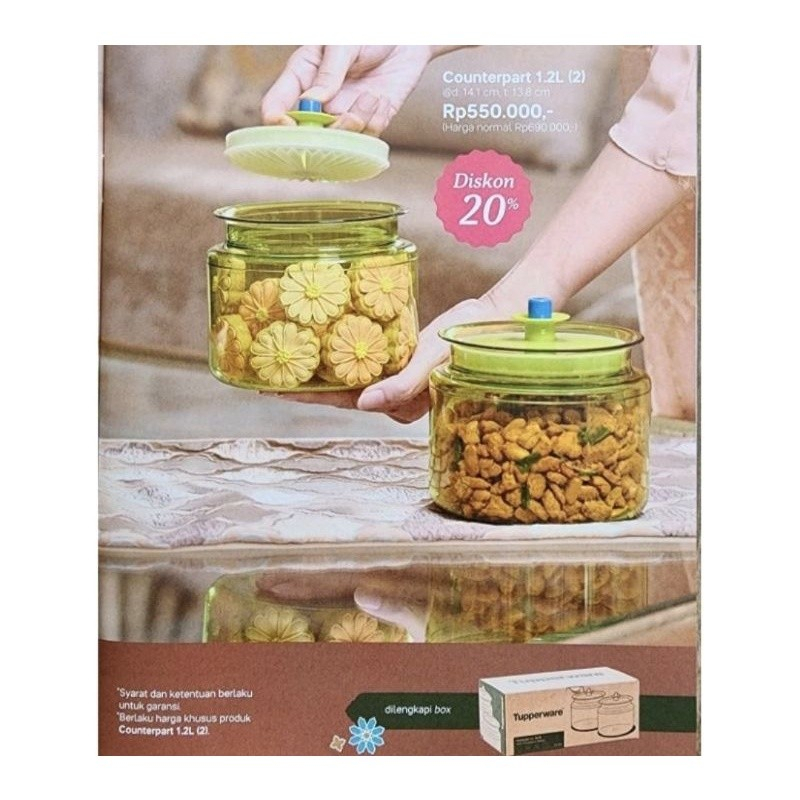 Jual Tupperware counterpart 1,2 ltr toples cristal 2pcs | Shopee Indonesia