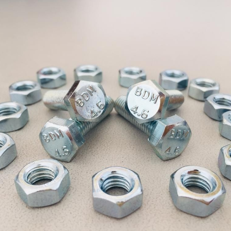 Jual (10pcs) M6x50 Baut + Mur Putih / Grade 4.6 Galvanis BMP M6x50 / Mur Baut Putih 5CM Pitch 1 ...